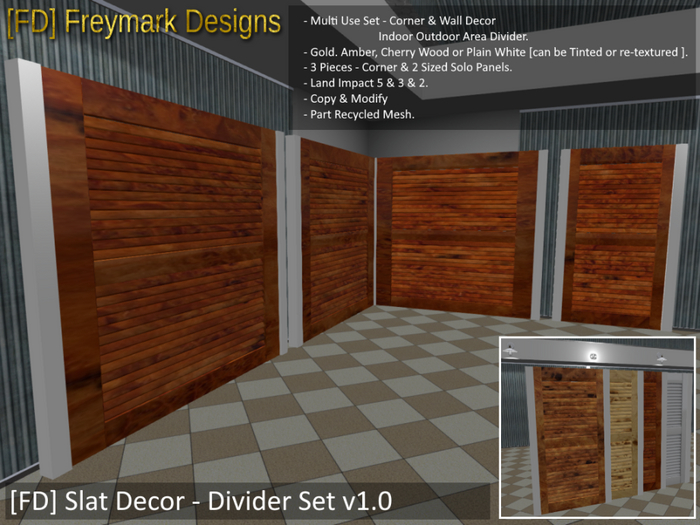 Second Life Marketplace - [FD] Slat Decor - Divider Set v1.0
